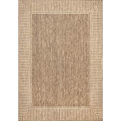 nuLOOM Asha Simple Border Indoor/Outdoor Area Rug, 5' x 8', Light Brown