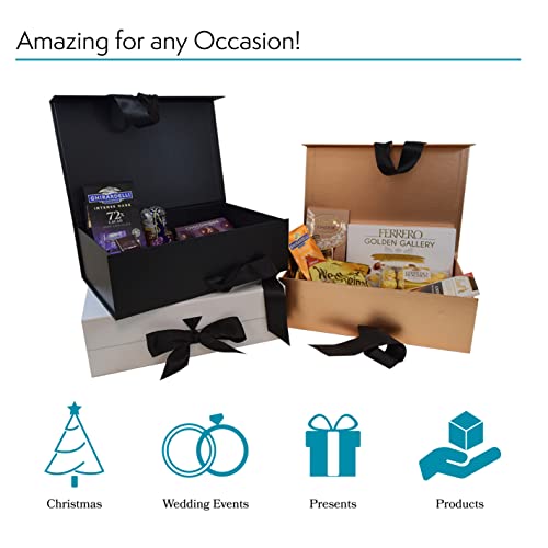 PACK2PACK Luxury Foldable Gift Box with Fixed Ribbon | Collapsible Box with Magnetic Closure | Weddings, Bridal Showers, Corporate Gifts | 100% Recycled Paper (Square, Metallic Copper)