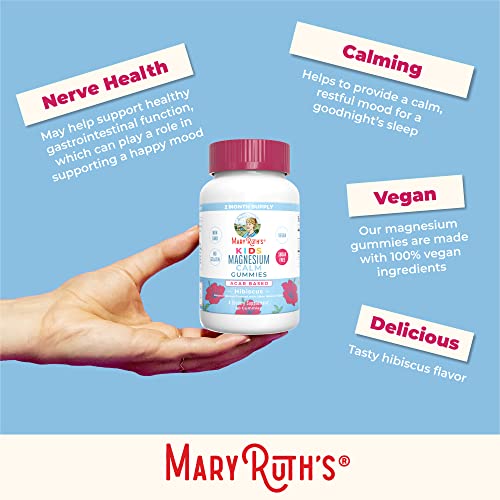 Kids Magnesium Citrate Gummies by MaryRuth's | 2 Month Supply | Sugar Free | Magnesium Supplement | Calm Magnesium Gummies for Kids 2+ | Bone, Nerve, Gut Health | Vegan | Non-GMO | 60 Count