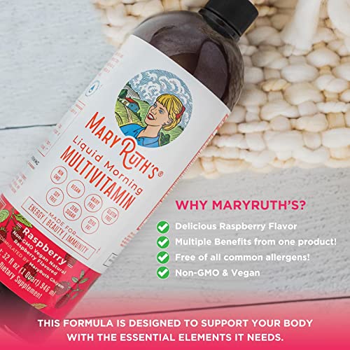 Turmeric Gold Drops & Morning Multivitamin (Raspberry) Bundle | USDA Organic Herbal Liquid for Immune & Digestive Support | Liquid Vitamins for Immune Support & Overall Wellness