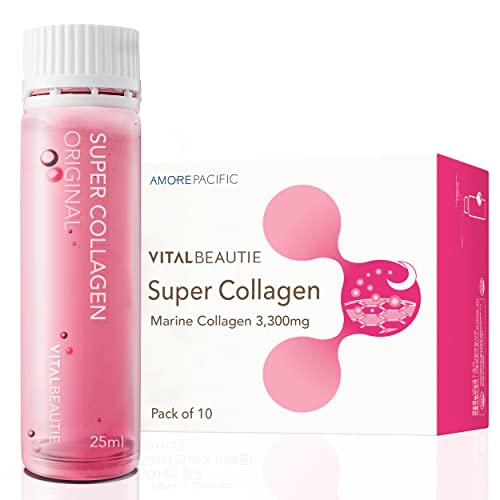 VITALBEAUTIE Liquid Super Collagen Peptides (10 Count, Pack of 1) - Type I for Strong Hair, Nail, and Skin Support, 100x Smaller Molecular, Advanced Hydrolyzed 3,300mg Marine Collagen by Amorepacific