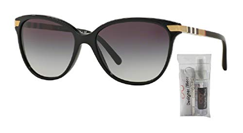 BURBERRY BE4216 30018G 57M Black/Grey Gradient Cat Eye Sunglasses For Women+ BUNDLE with Designer iWear Complimentary Eyewear Care Kit