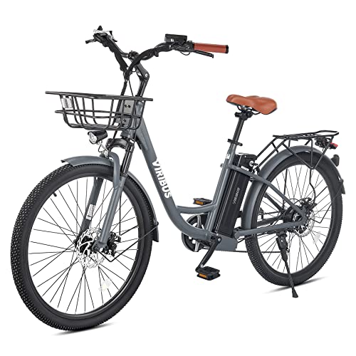 Viribus Electric Bike for Adults, 26" ebike with 500W Motor Shimano 7 Speed Shifter Pedal Assist Front Suspension for Men Women Seniors, 20mph Long Range Moped Electric Bicycle with 48V Battery, Black