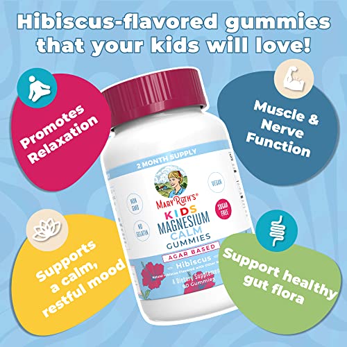Kids Magnesium Citrate Gummies by MaryRuth's | 2 Month Supply | Sugar Free | Magnesium Supplement | Calm Magnesium Gummies for Kids 2+ | Bone, Nerve, Gut Health | Vegan | Non-GMO | 60 Count