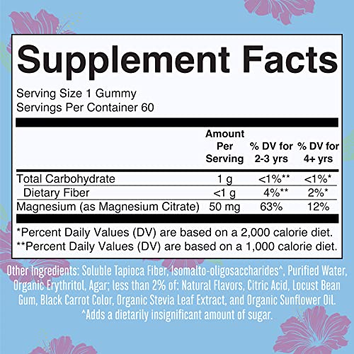 Kids Magnesium Citrate Gummies by MaryRuth's | 2 Month Supply | Sugar Free | Magnesium Supplement | Calm Magnesium Gummies for Kids 2+ | Bone, Nerve, Gut Health | Vegan | Non-GMO | 60 Count