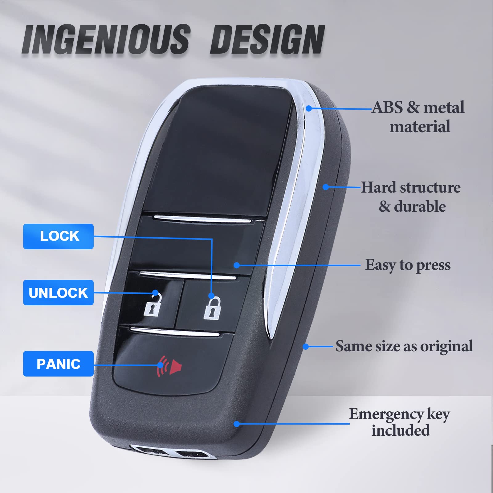 Keymall Modified Upgraded Flip Key Shell Case Replacement for Toyota RAV4 Camry for Scion TOY43,JUST A Key CASE (Upgraded 3 Buttons)