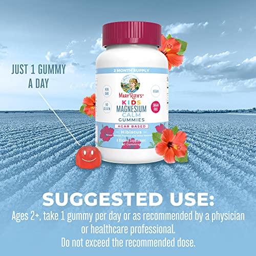 Kids Magnesium Citrate Gummies by MaryRuth's | 2 Month Supply | Sugar Free | Magnesium Supplement | Calm Magnesium Gummies for Kids 2+ | Bone, Nerve, Gut Health | Vegan | Non-GMO | 60 Count