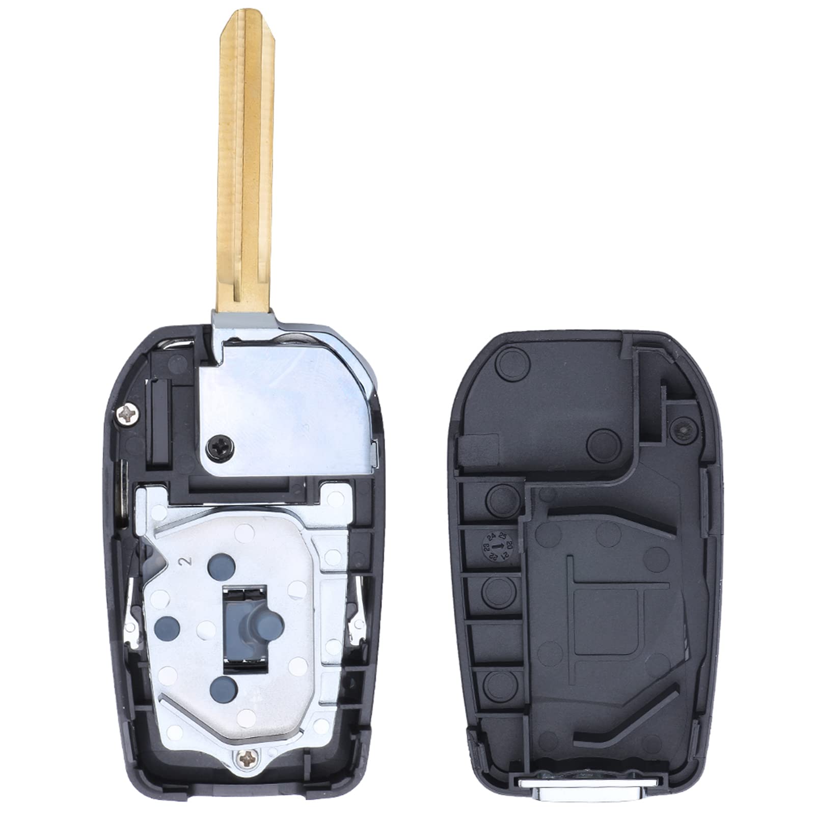 Keymall Modified Upgraded Flip Key Shell Case Replacement for Toyota RAV4 Camry for Scion TOY43,JUST A Key CASE (Upgraded 3 Buttons)