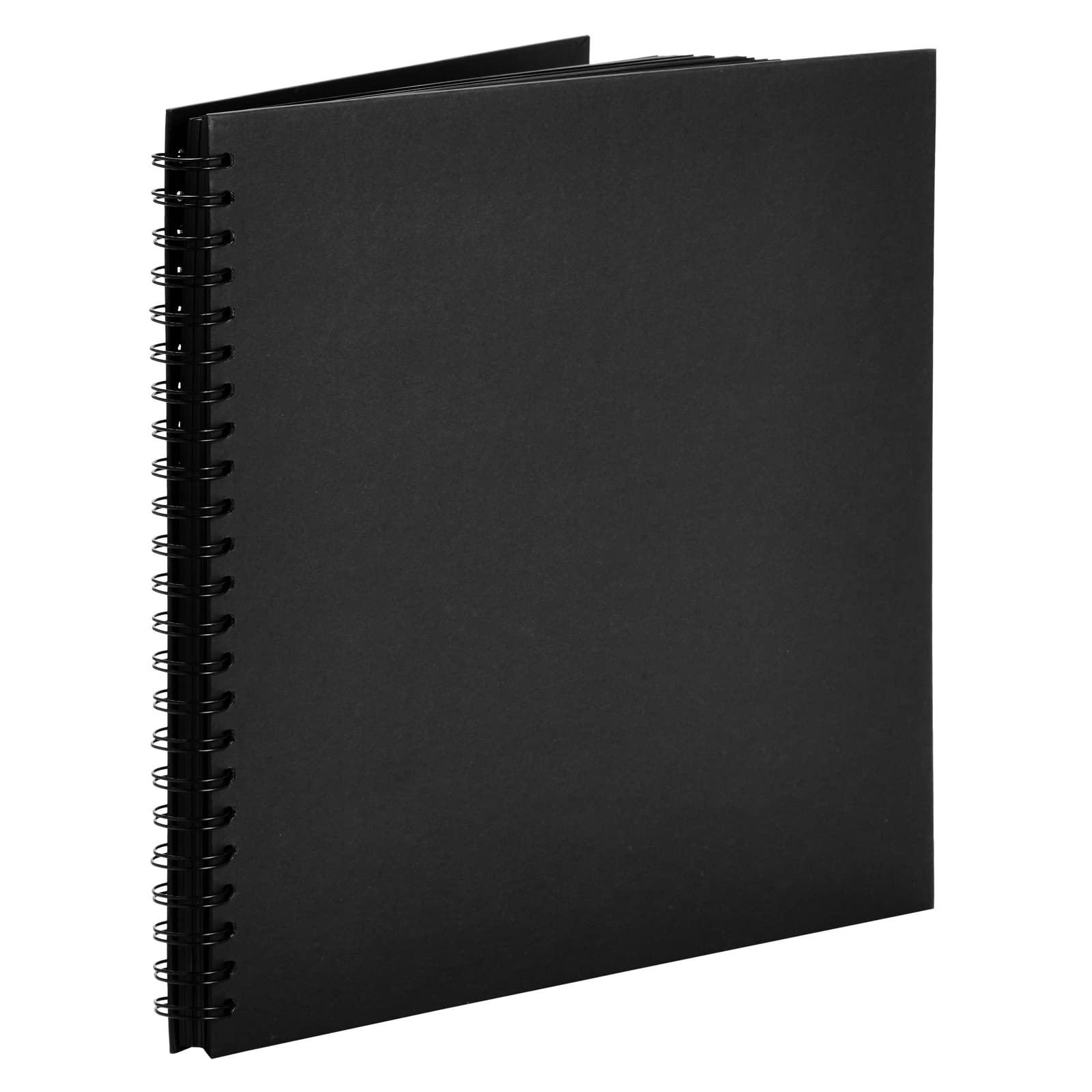 Paper Junkie Hardcover Scrapbook - Blank Wedding Guest Book, DIY Photo Album, Black Spiral Bound Cardboard Cover Sketchbook for Kids Craft, Diary Journal - Square - 40 Sheets - 12x12