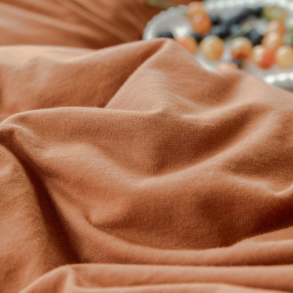 DONEUS Jersey Knit Pillow Cases Set of 2 - Burnt Orange Pillowcases Queen Pillow Case 2 Pack, Ultra Soft Breathable Pillowcase with Envelope Closure, 20x30 inches