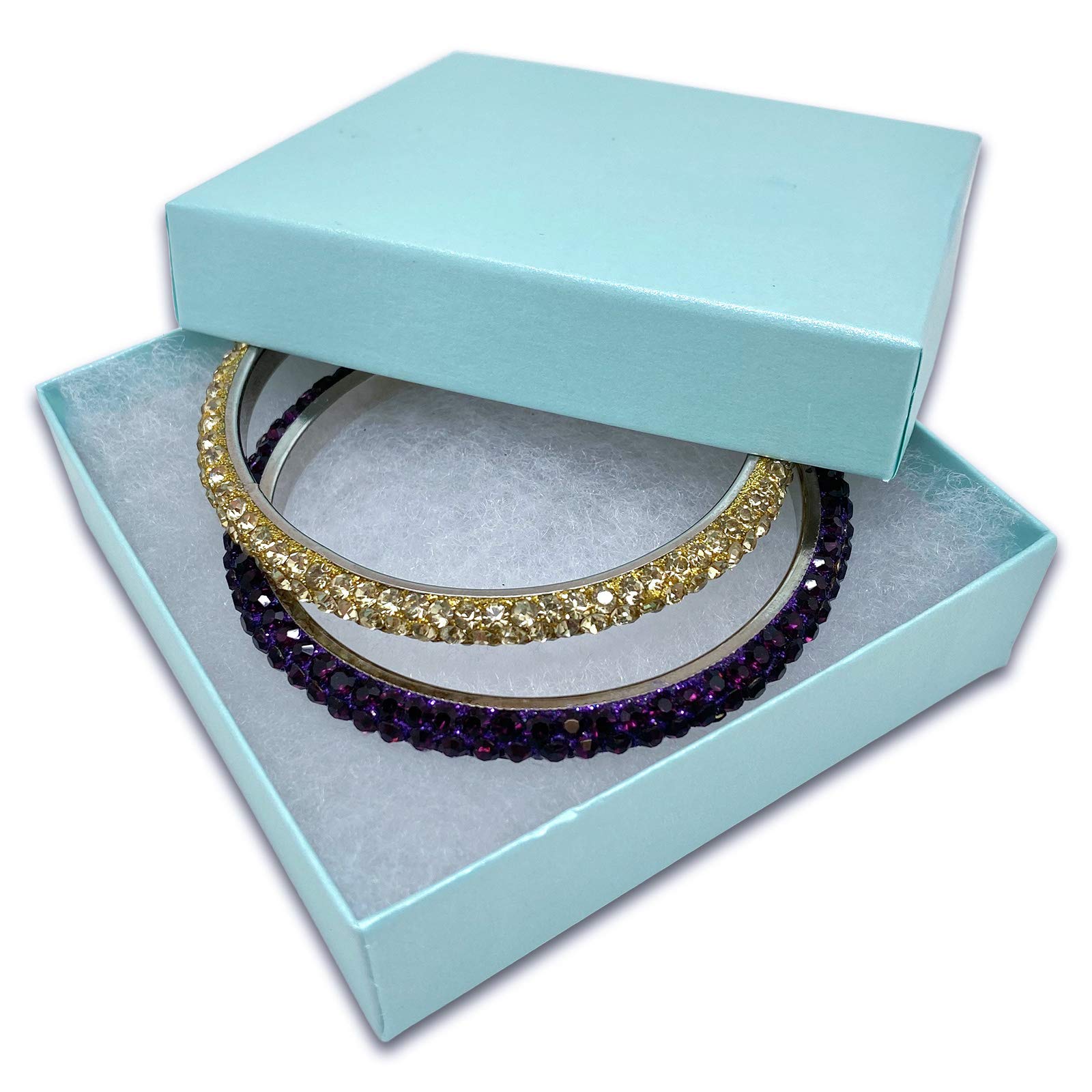 TheDisplayGuys - 100-Pack #33 Cotton Filled Cardboard Paper Jewelry Boxes Gift Case - Pearl Teal (3.5" x 3.5" x 1.0") - for Shipping or Storage
