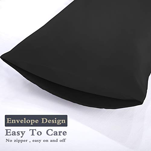 Qeeruim Home Satin Pillowcase for Hair and Skin, 2-Pack - King Size (20x40 inches) Silk Pillow Cases - Satin Pillow Covers with Envelope Closure, Black