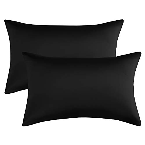Qeeruim Home Satin Pillowcase for Hair and Skin, 2-Pack - King Size (20x40 inches) Silk Pillow Cases - Satin Pillow Covers with Envelope Closure, Black