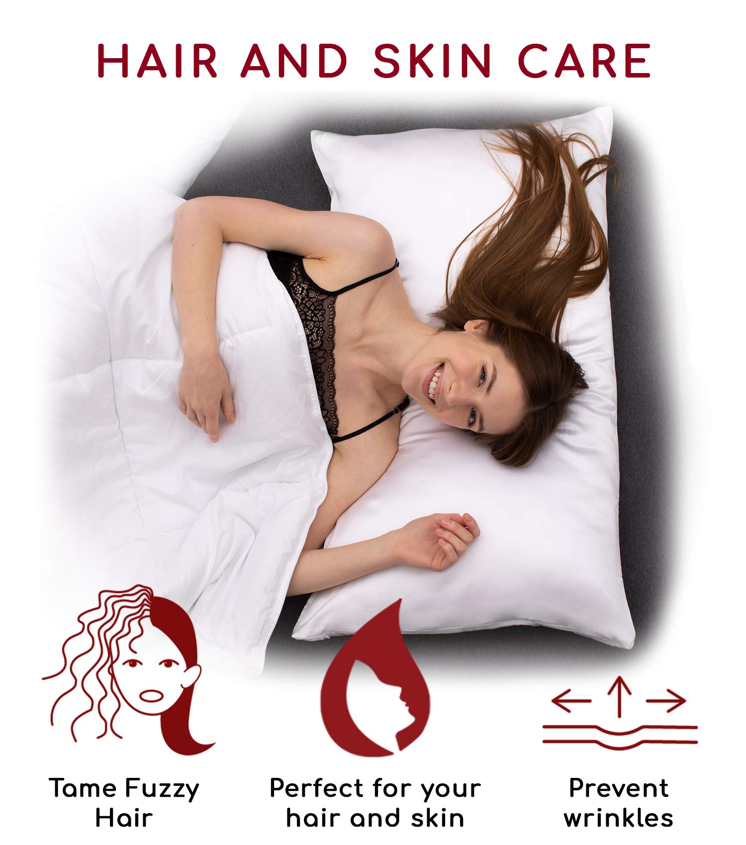 Mellanni Pure Silk Throw Pillowcase - Perfect for Hair and Skin, Preventing Wrinkles - Easy Care - Naturally Cooling Silk Pillow Cover with Hidden Zipper (Throw, White)
