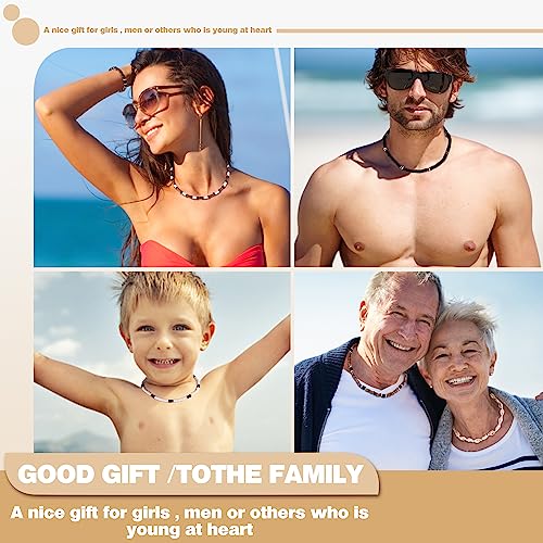 LOYALLOOK Clam Chips Puka Shell Necklace Bracelts for Men Women Adjustable SeaShell Surfer Necklace Beachy Beaded Summer Pookah Shells Choker Necklace Hawaiian Vsco Clavicle Necklace Bracelts Style C