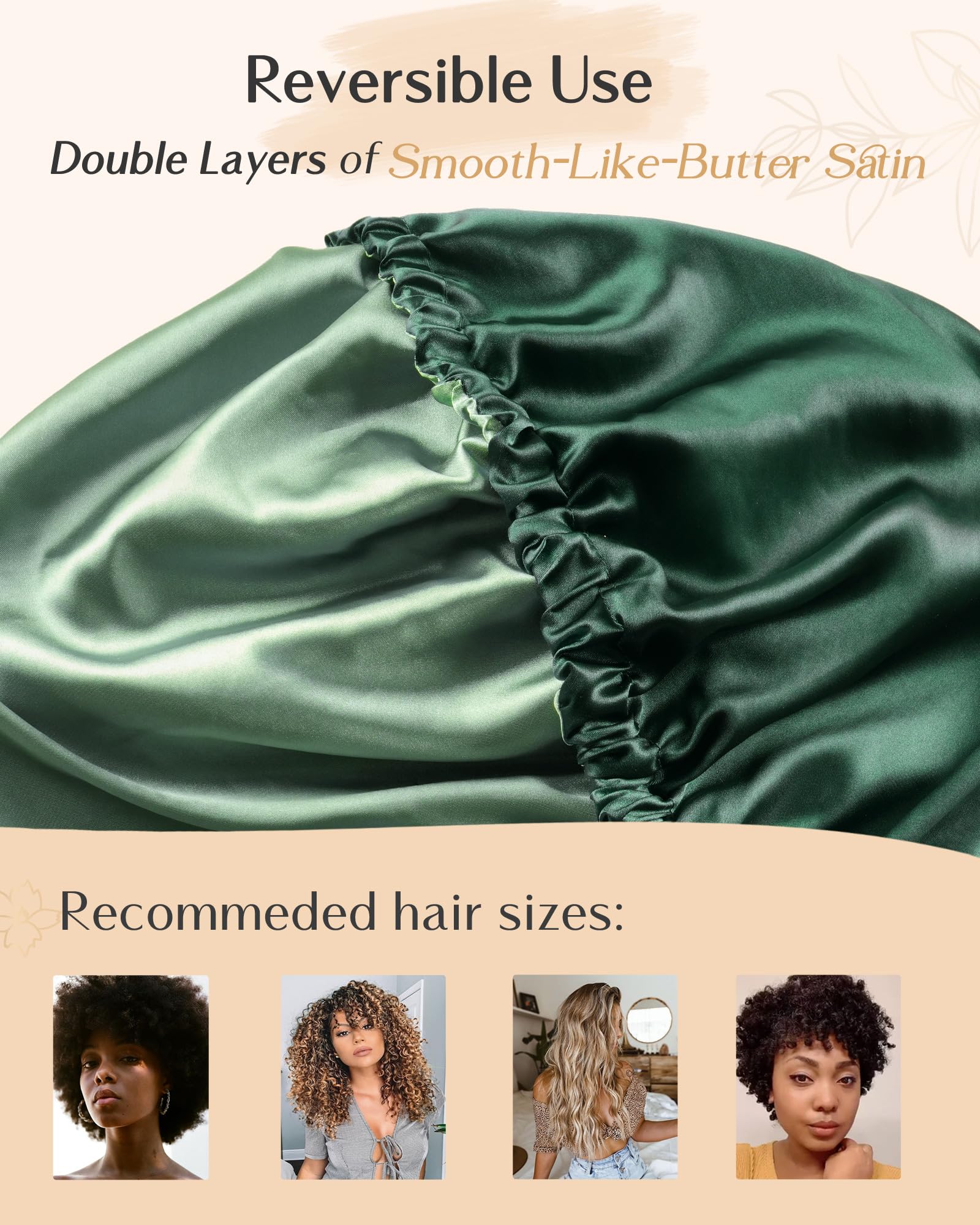 YANIBEST Double Layer Satin Bonnet Silk Bonnet Adjustable Hair Bonnet for Sleeping Hair Bonnets for Women Curly Natural Hair