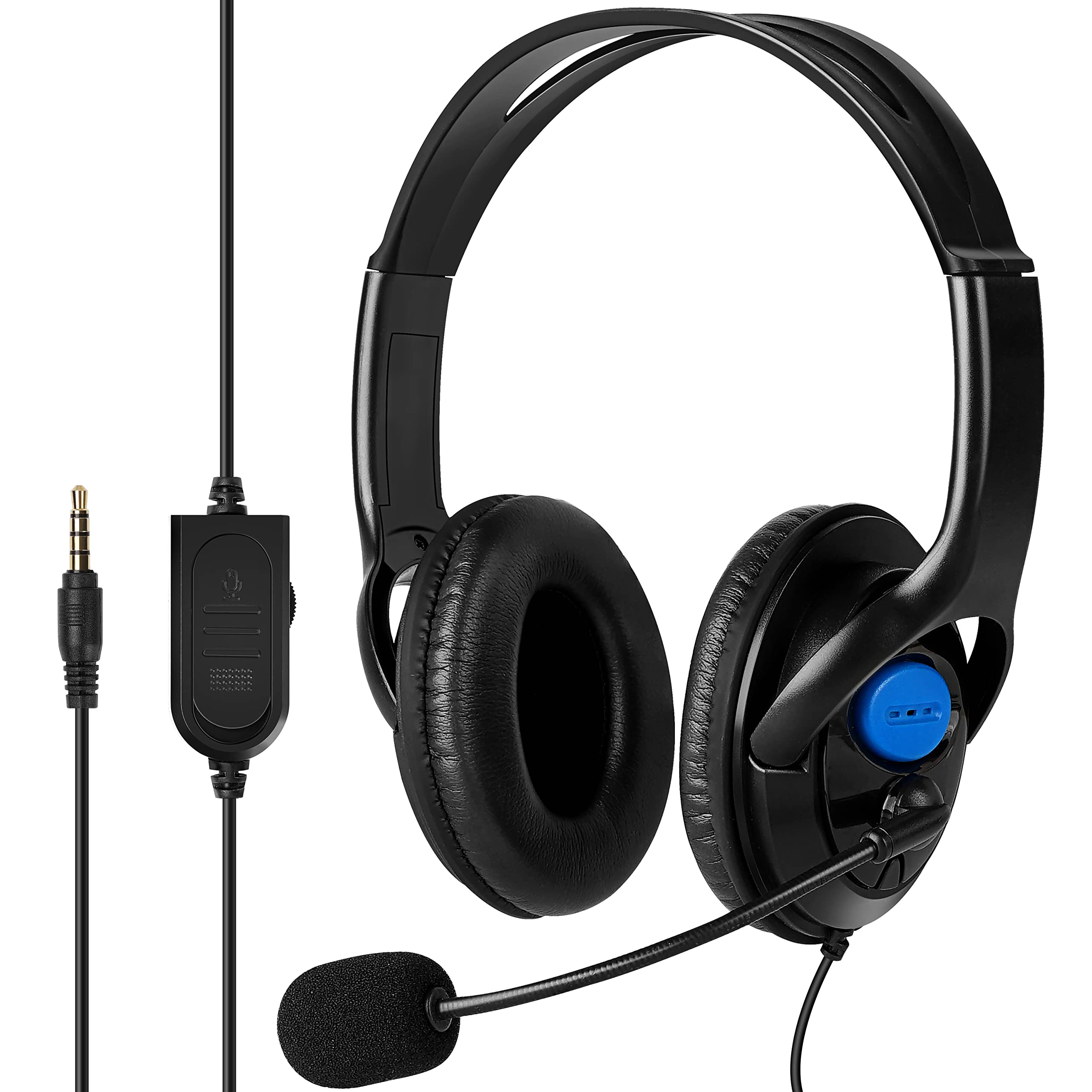 FNSHIP 3.5mm Port Wired Gaming Studying Headset for Kids Stereo bass-Isolated Headphones with mic Volume Control Compatible for PS4 PS5 New X-Box One PSP PC Laptop Tablet PC Phone,Black