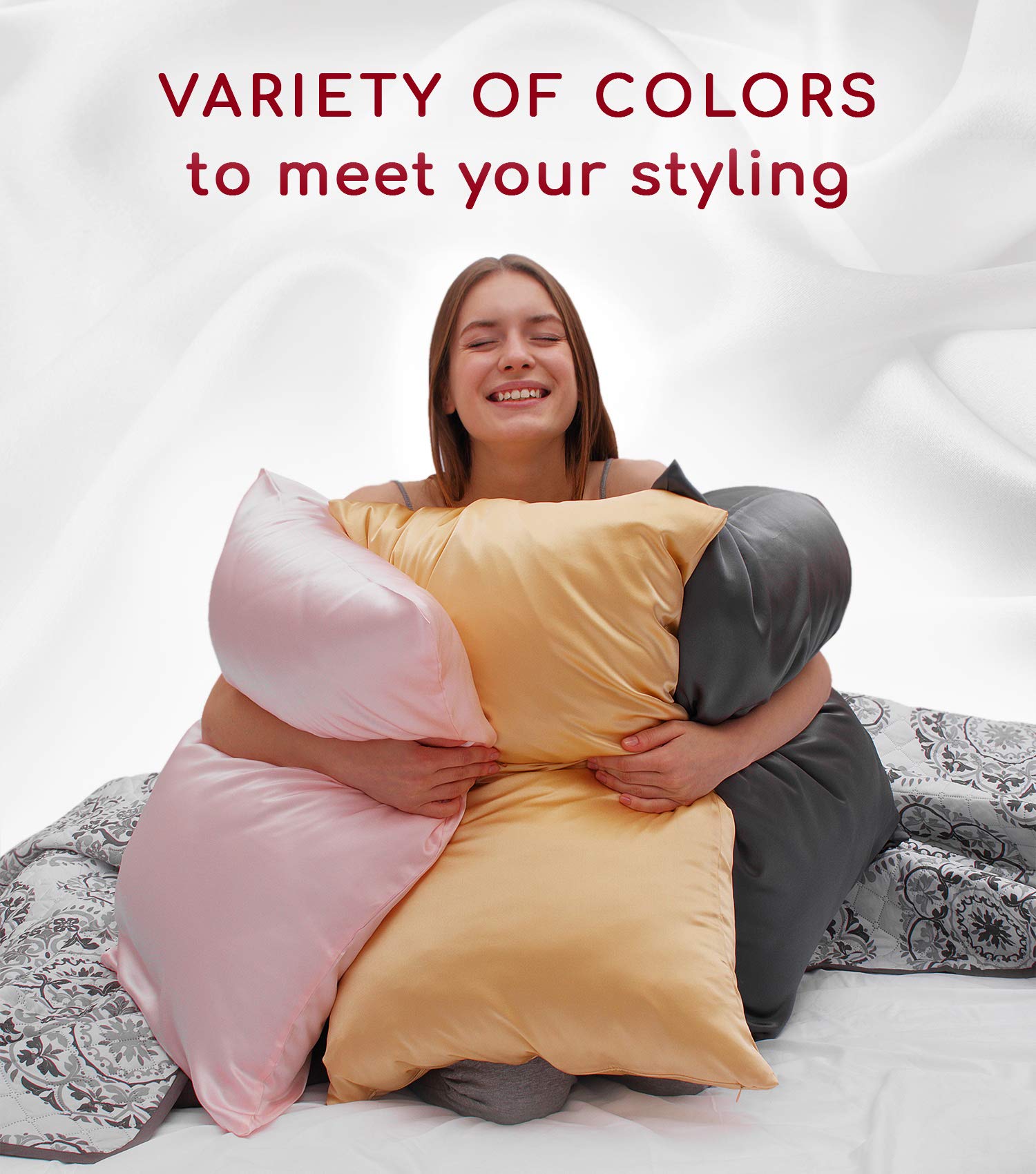 Mellanni Pure Silk Throw Pillowcase - Perfect for Hair and Skin, Preventing Wrinkles - Easy Care - Naturally Cooling Silk Pillow Cover with Hidden Zipper (Throw, White)