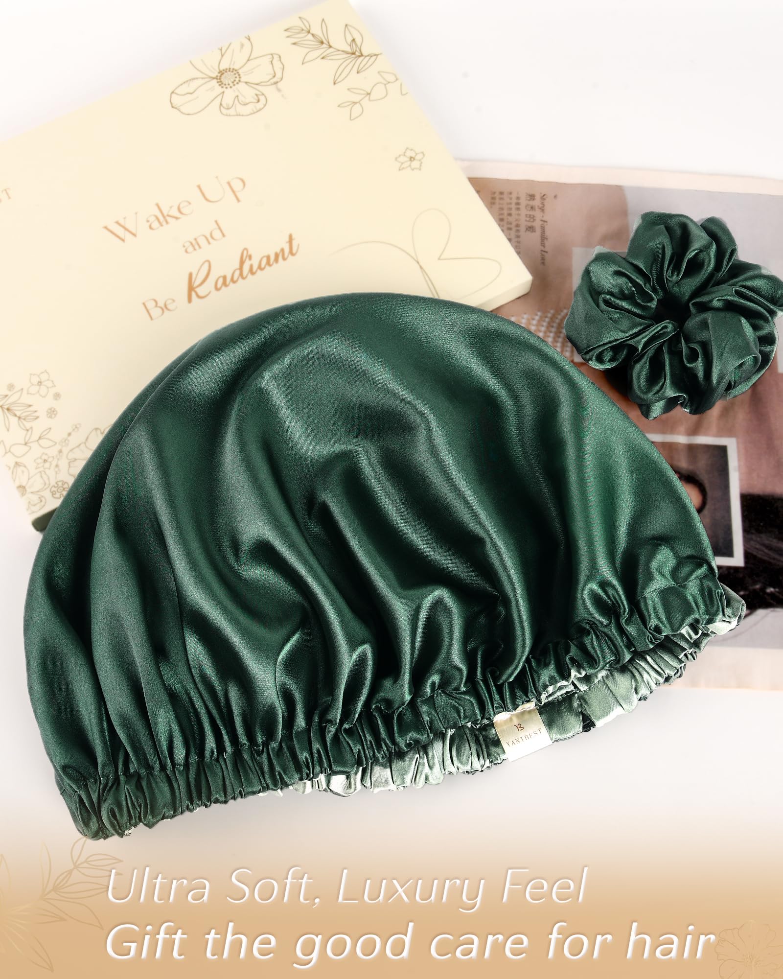 YANIBEST Double Layer Satin Bonnet Silk Bonnet Adjustable Hair Bonnet for Sleeping Hair Bonnets for Women Curly Natural Hair