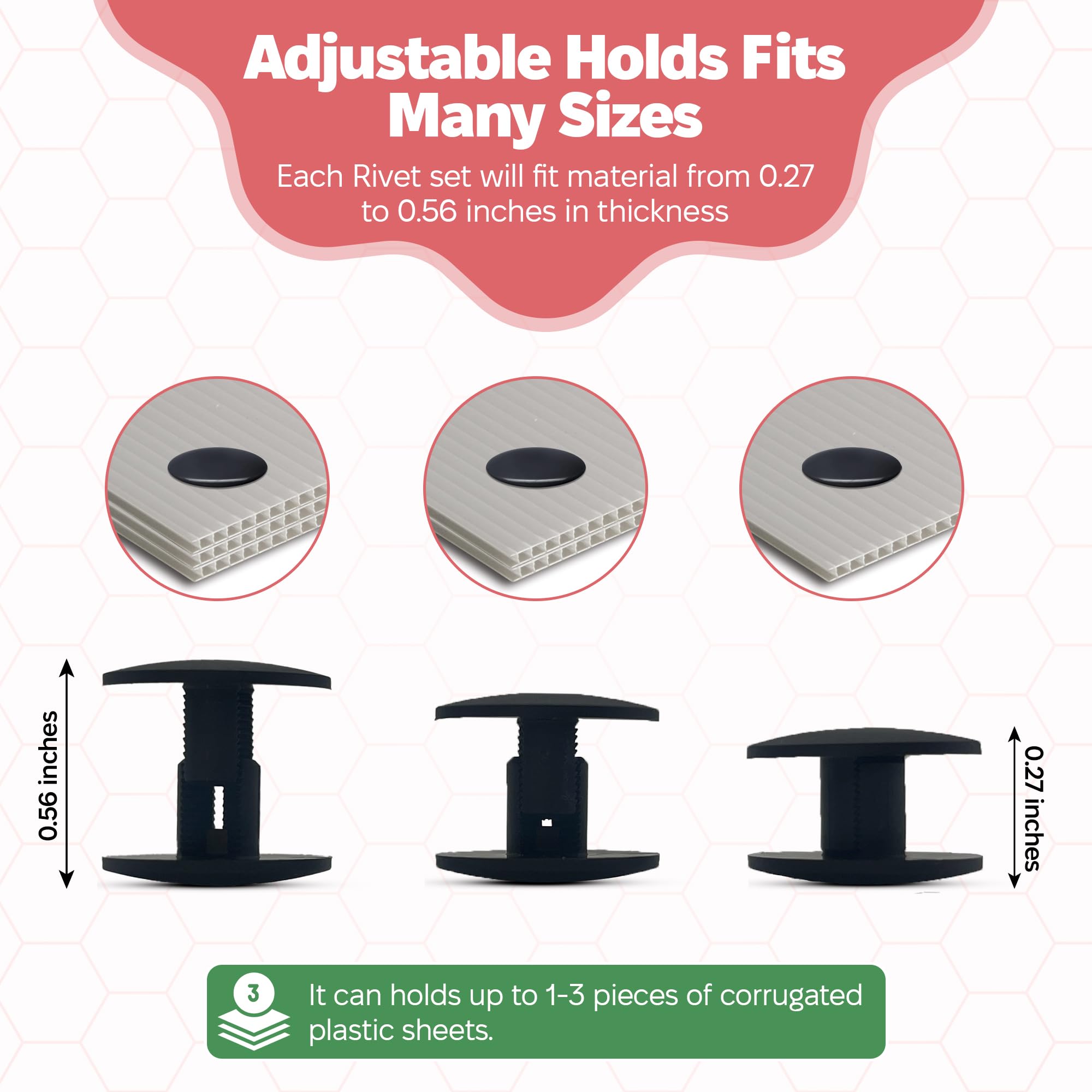 Plastic Ratchet Rivets - .73 in x .41 in (18.7 mm x 10.5 mm) - Construct Coroplast Guinea Pig or Hedgehog Habitats use for C&C Cages (Pack of 200) by Snout and Shell