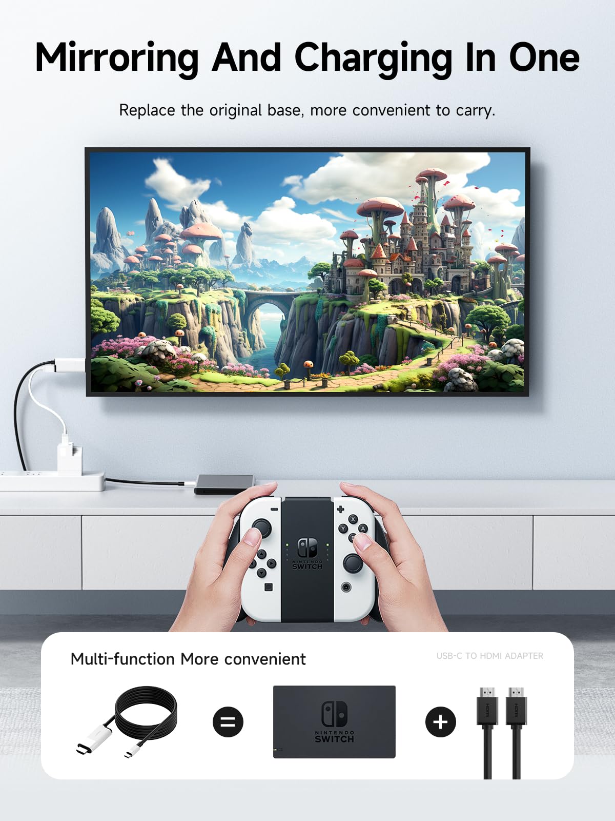 Hagibis Switch Dock for Nintendo Switch OLED, USB C to HDMI Cable Adapter with 4K@60Hz HDMI, 100W Power Delivery, Type-C to HDMI Adapter for Laptop, Tablet, SteamDeck, ROG Ally (White 60Hz)