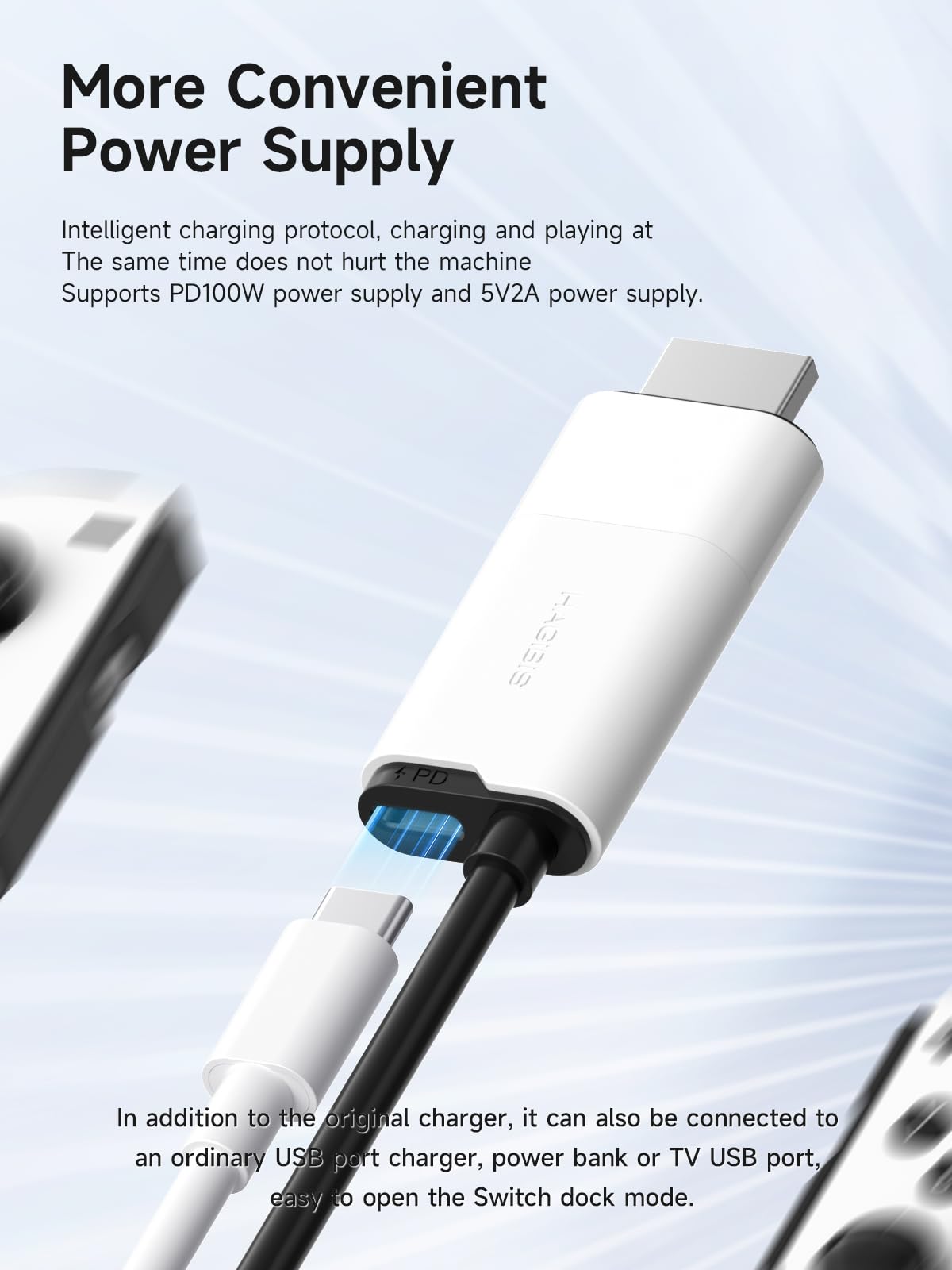 Hagibis Switch Dock for Nintendo Switch OLED, USB C to HDMI Cable Adapter with 4K@60Hz HDMI, 100W Power Delivery, Type-C to HDMI Adapter for Laptop, Tablet, SteamDeck, ROG Ally (White 60Hz)