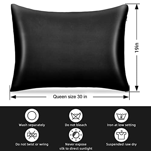 pendali Silk Pillowcase for Hair and Skin, Both Side Silk Pillow Case Health,Soft and Smooth,Beauty Sleep, Bed Pillow Covers with Hidden Zipper, Silk Satin Pillowcase, Queen Size, Pack of 1 Piece