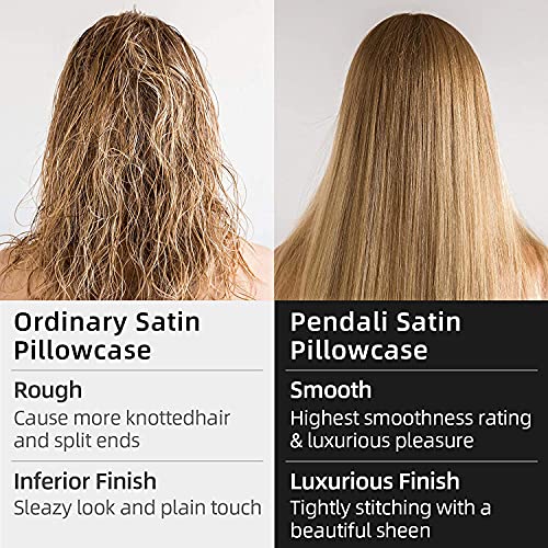 pendali Silk Pillowcase for Hair and Skin, Both Side Silk Pillow Case Health,Soft and Smooth,Beauty Sleep, Bed Pillow Covers with Hidden Zipper, Silk Satin Pillowcase, Queen Size, Pack of 1 Piece