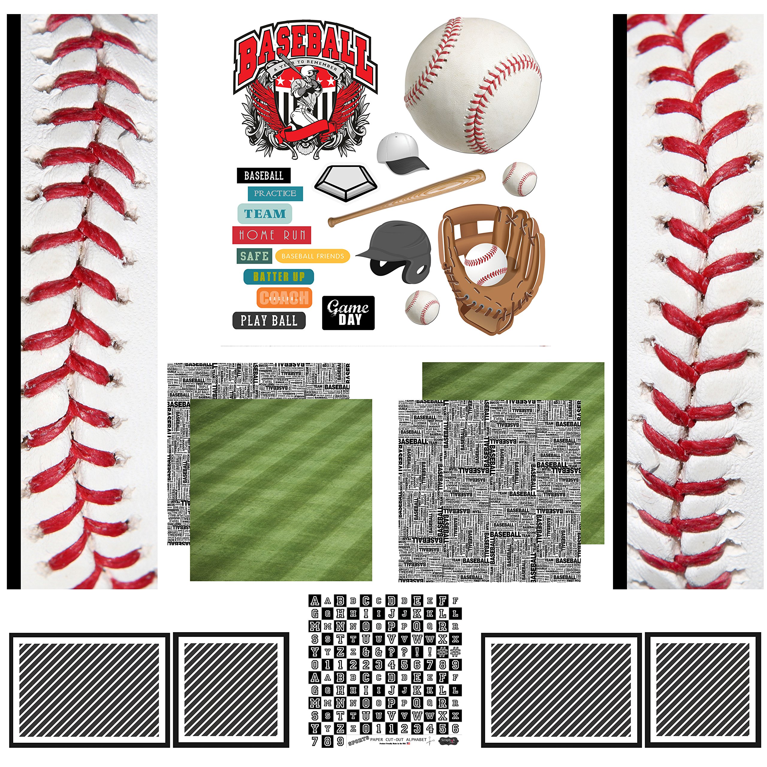 Scrapbook Customs Themed Paper Scrapbook Kit, Baseball Sport Paper