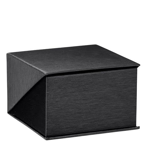 ALLUREPACK Watch/Bangle Box With Pillow - Black Colored - Silk Brushed Cardboard Paper Jewelry Gift Box With Elite Modern Angled Closure, Velvet Topped Foam Interior.