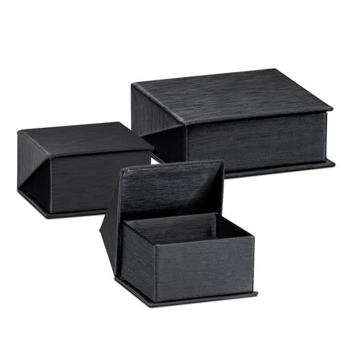 ALLUREPACK Watch/Bangle Box With Pillow - Black Colored - Silk Brushed Cardboard Paper Jewelry Gift Box With Elite Modern Angled Closure, Velvet Topped Foam Interior.