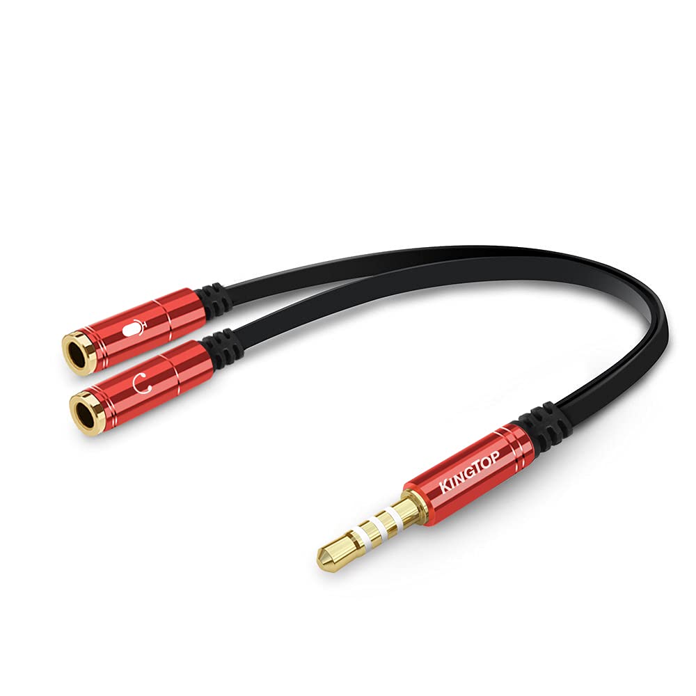 KINGTOP 3.5mm Combo Audio Adapter Cable Compatible for PS4,PS5,Xbox One S,Switch,Tablet,Mobile Phone,PC Gaming Headsets and New Version Laptop (Red)