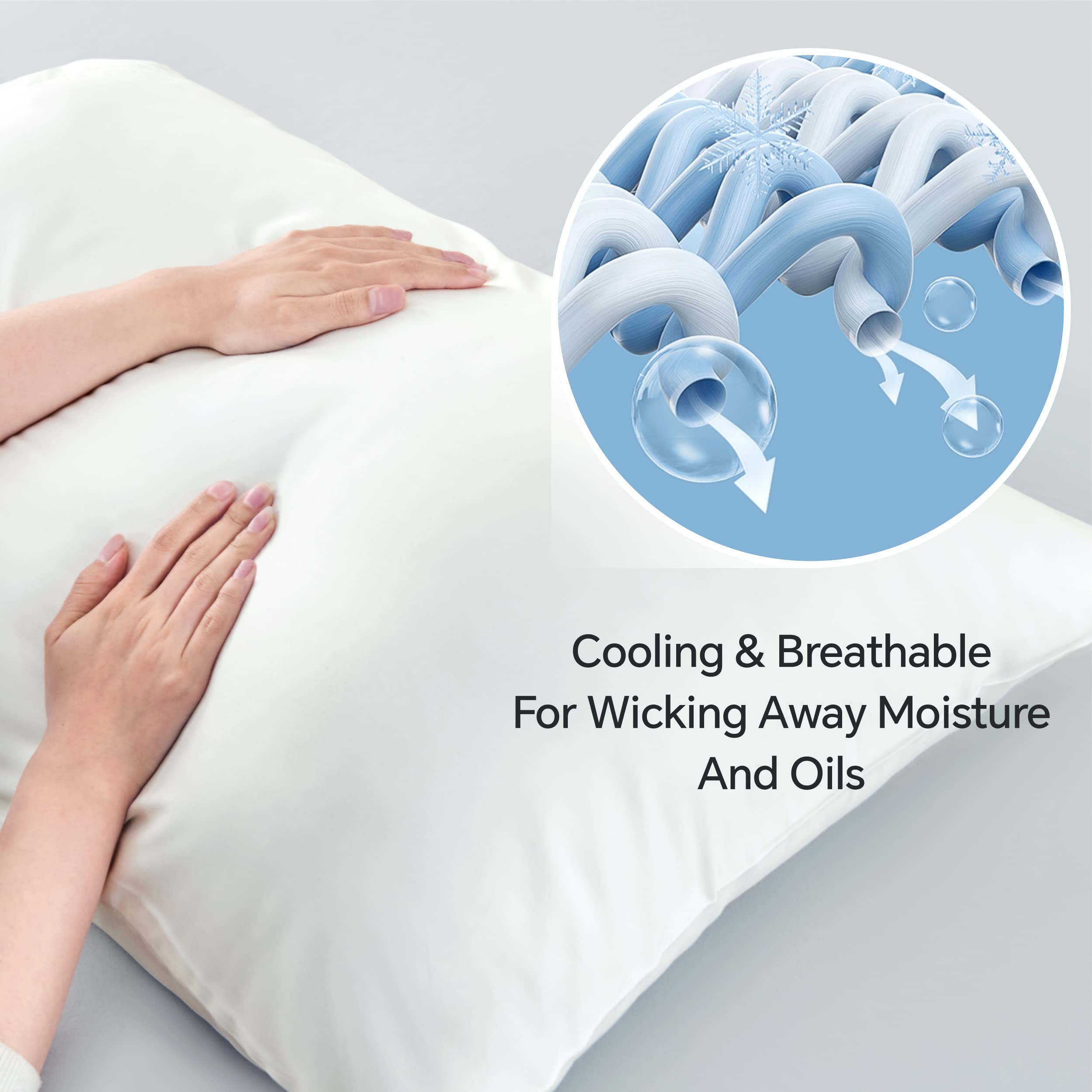 BEDELITE White Pillow Cases Queen Size Set of 2, Rayon Derived from Bamboo,Cooling Pillow Cases for Hot Sleepers & Night Sweats, Breathable and Silky Soft Envelope Pillowcases, 20"x30"