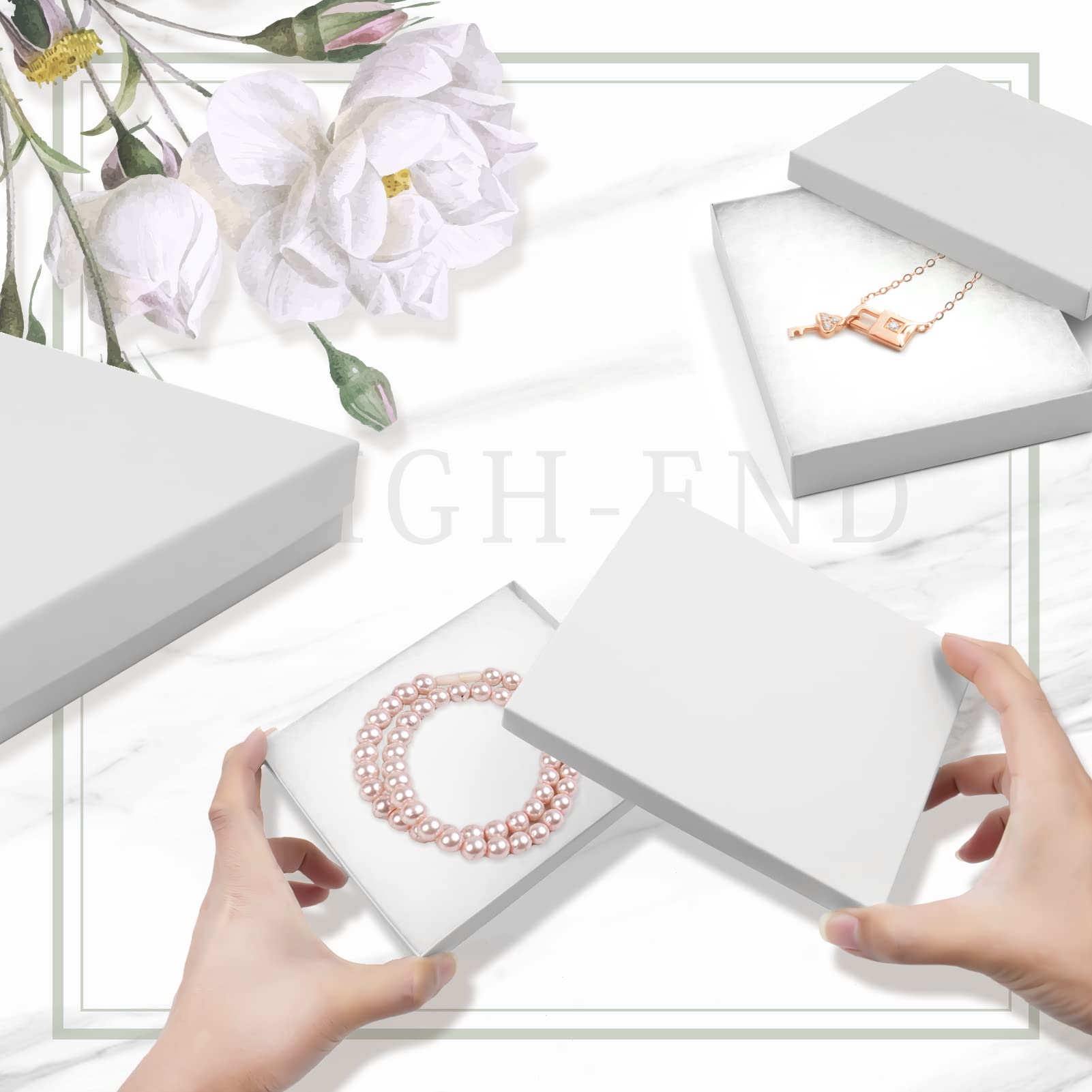 opaprain Cardboard Jewelry White Gift Boxes 10 Pack6x5×1 inches, its apply to displaying necklaces, rings, bracelets, earrings