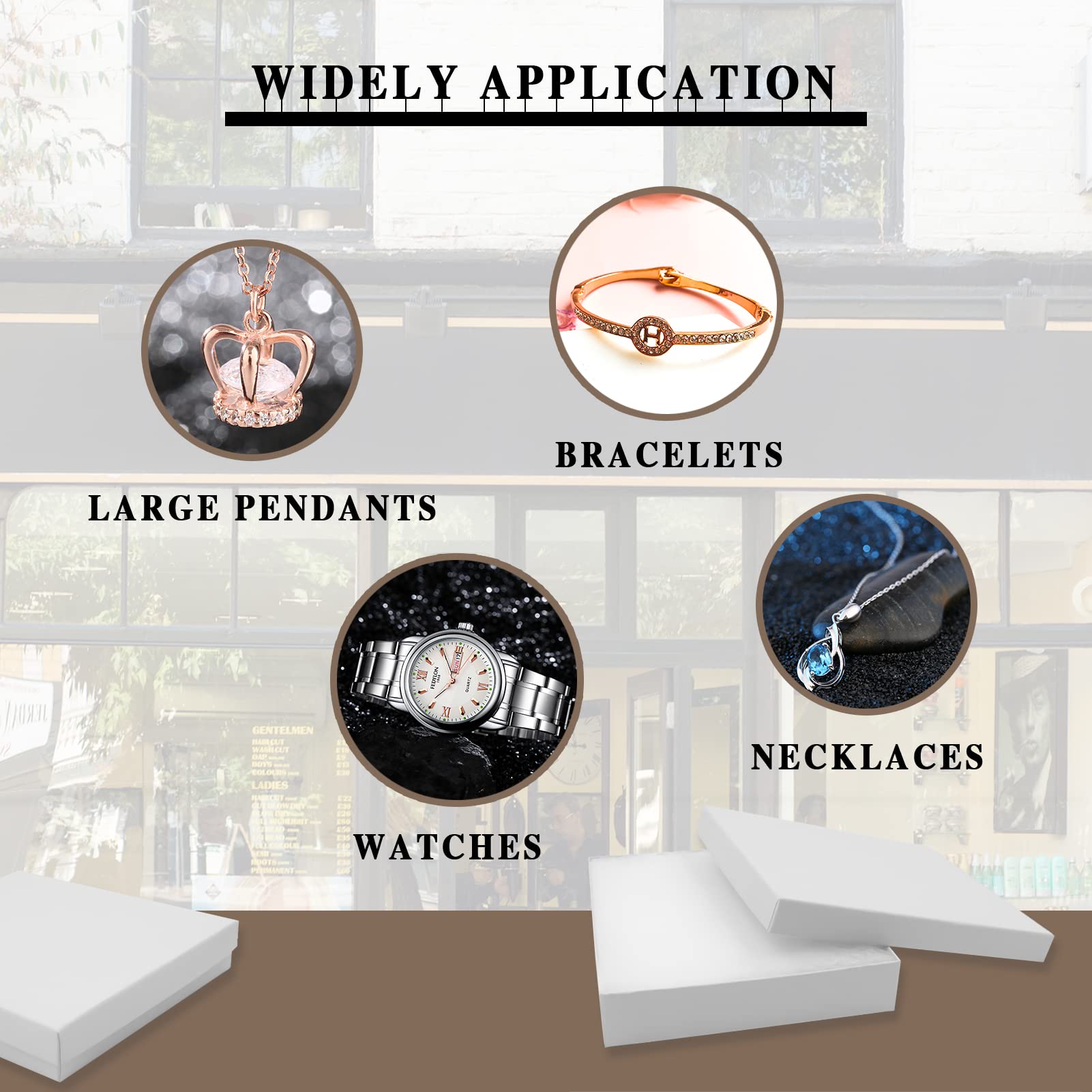 opaprain Cardboard Jewelry White Gift Boxes 10 Pack6x5×1 inches, its apply to displaying necklaces, rings, bracelets, earrings