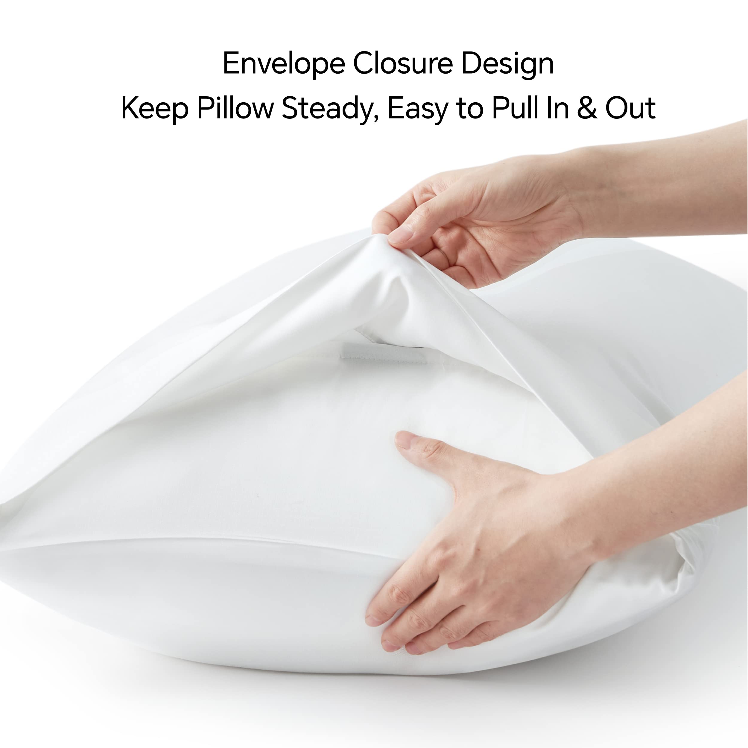 BEDELITE White Pillow Cases Queen Size Set of 2, Rayon Derived from Bamboo,Cooling Pillow Cases for Hot Sleepers & Night Sweats, Breathable and Silky Soft Envelope Pillowcases, 20"x30"