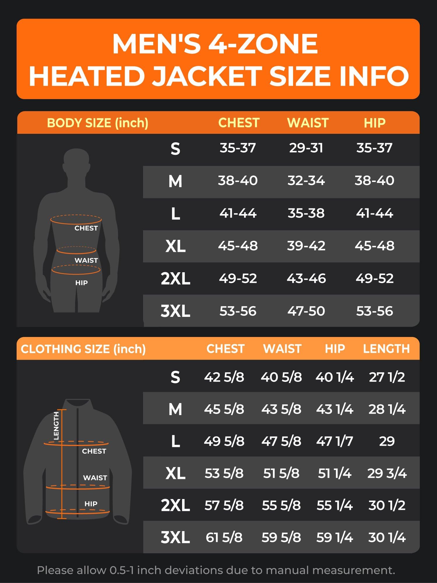 ORORO Men's 4 Heat-Zone Heated Jacket with Battery, Soft Shell Heated Jacket with Detachable Hood (Black/Blue, 2XL) (Charger Not Included)