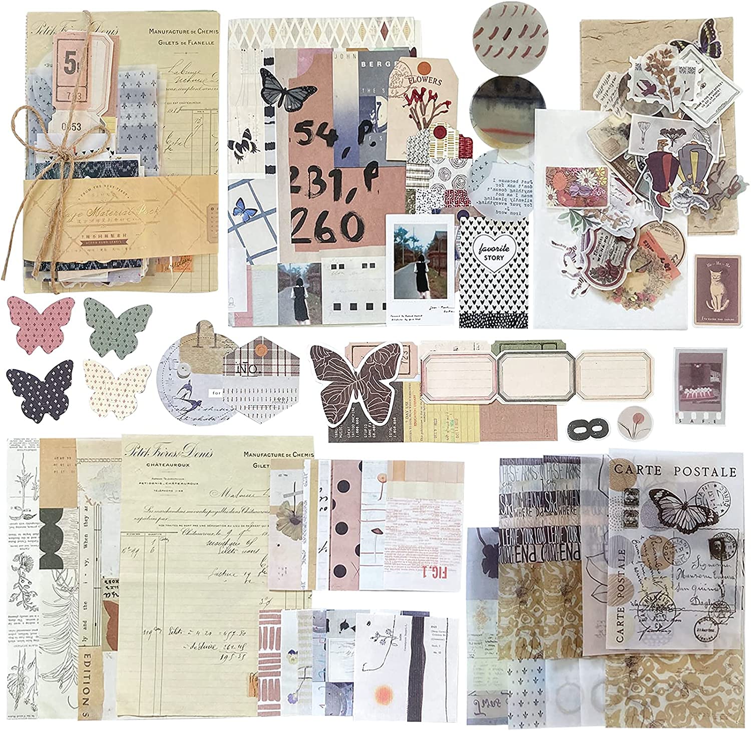Vintage Scrapbook Kits for Adults & Kids,Decorative Plants Floral Butterfly Retro Paper Decals Nature Collection for Junk Journal DIY Arts Crafts Album Bullet Journals Planners Journaling Supplies.