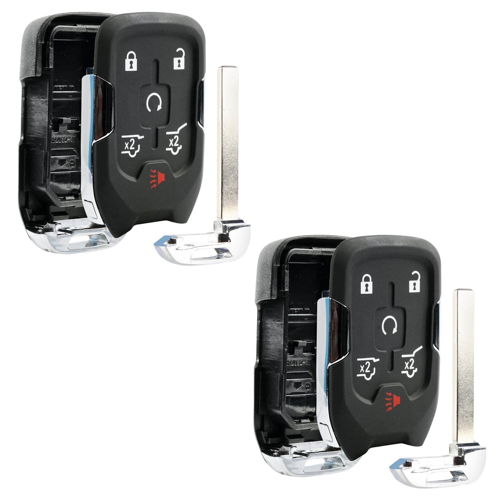 Case Shell Smart Key Fob Keyless Entry Remote fits 2014 2015 2016 2017 Chevy Tahoe Suburban / GMC Yukon (HYQ1AA), Set of 2
