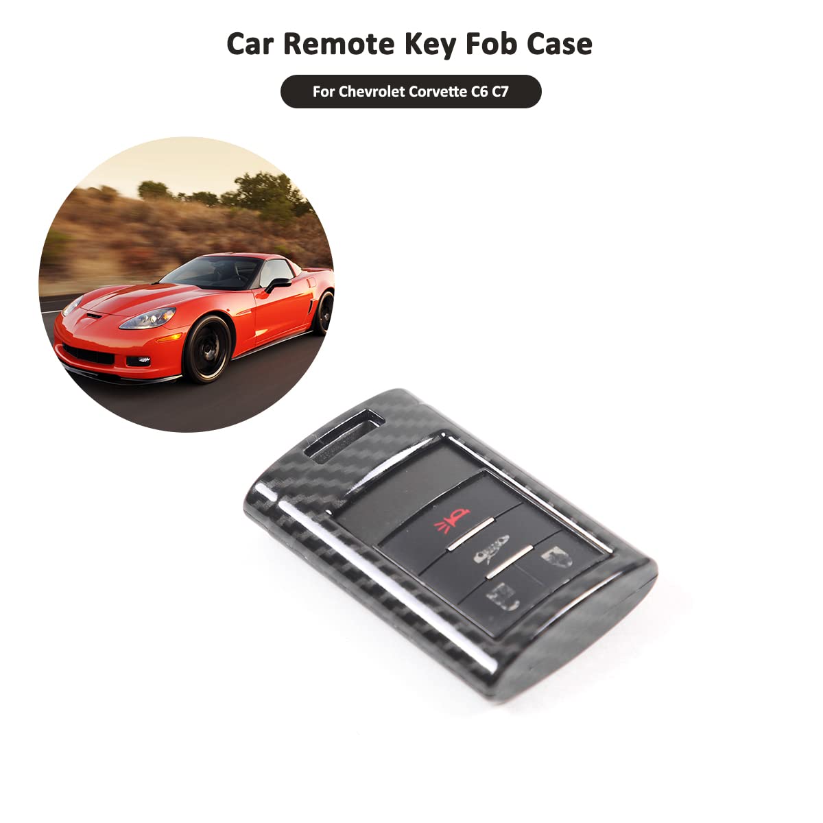 Smart Remote Key Fob Shell Compatible with Chevrolet Corvette C6 C7 Key Fob Case Cover,Car Remote Control Key (Carbon Fiber)