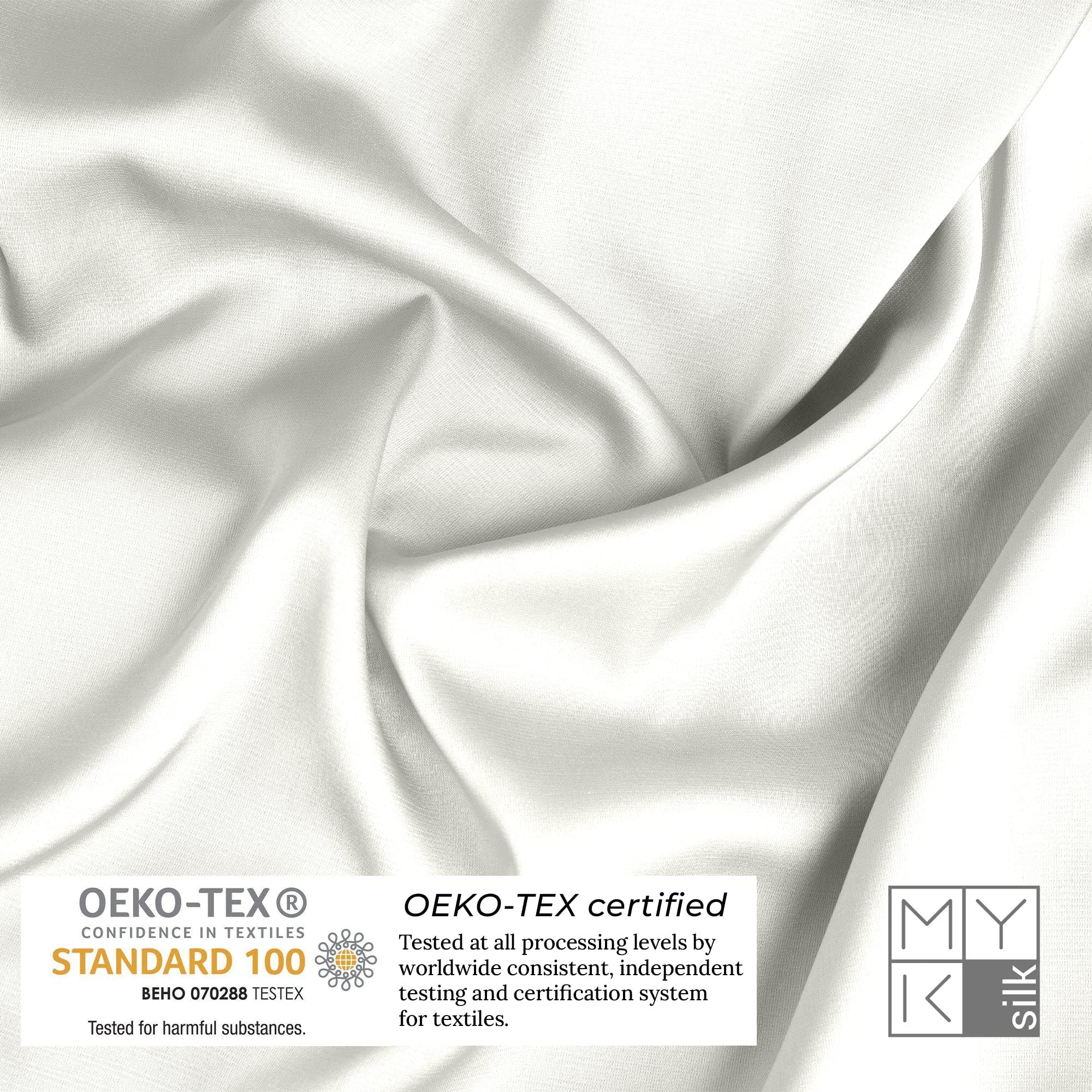 MYK 100% Natural Mulberry Silk Pillowcase, Luxurious 25 Momme for Hair and Skin Care, Oeko-TEX, Queen Size, Ivory, 1pc