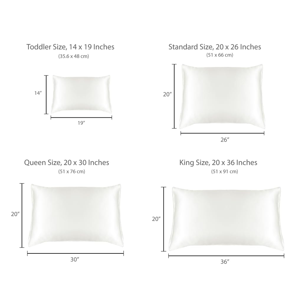 MYK 100% Natural Mulberry Silk Pillowcase, Luxurious 25 Momme for Hair and Skin Care, Oeko-TEX, Queen Size, Ivory, 1pc