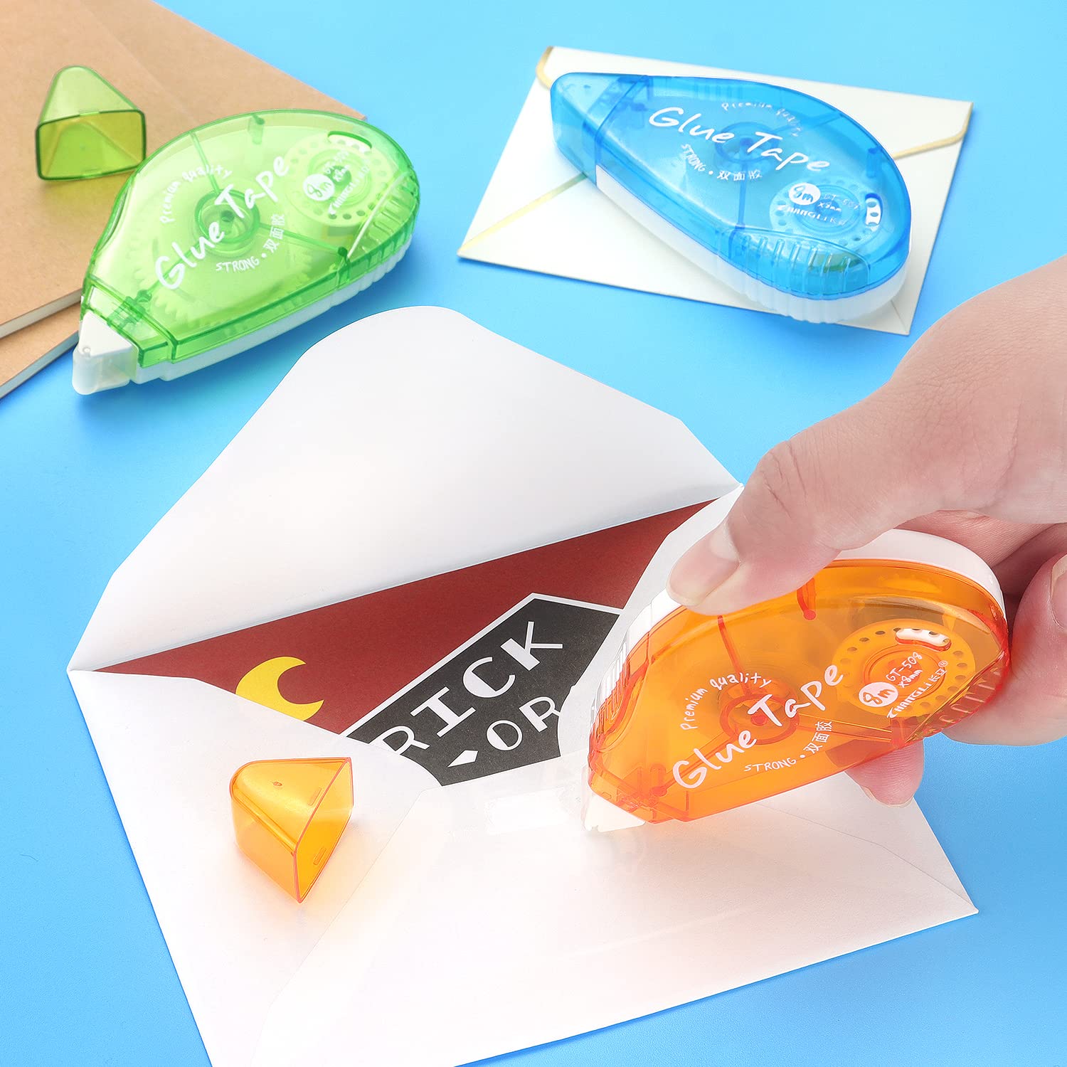 Tamaki 3 Pack Double Sided Tape Roller, Adhesive Scrapbooking Glue Tape, Adhesive Tape Dispenser Runner for Crafts and Arts Projects, Photo Tape for Scrapbooking