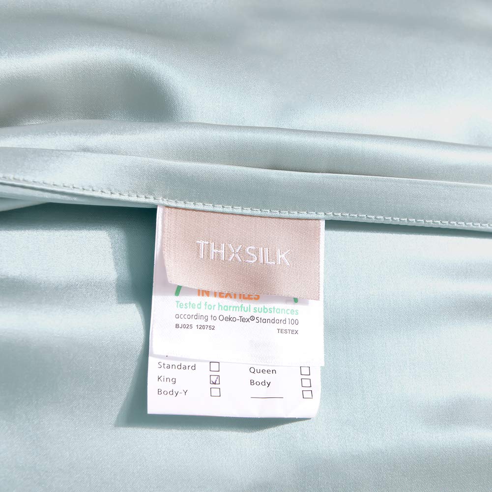 THXSILK 100% Silk Pillowcase for Hair and Skin Luxury 25 Momme Mulberry Silk, Pillow Cases with Hidden Zipper (Standard, Light Blue)