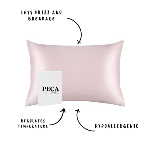 Peca Daily Real Silk Pillowcases 3-Pack - Mulberry Silk Pillow Case, Scrunchie & Eye Mask for Hair & Skin; Silk Pillow Cases Standard Size 100% Silk Pillowcases for Curly Hair-Skin Set