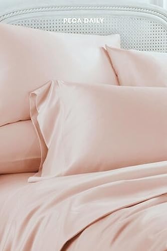 Peca Daily Real Silk Pillowcases 3-Pack - Mulberry Silk Pillow Case, Scrunchie & Eye Mask for Hair & Skin; Silk Pillow Cases Standard Size 100% Silk Pillowcases for Curly Hair-Skin Set