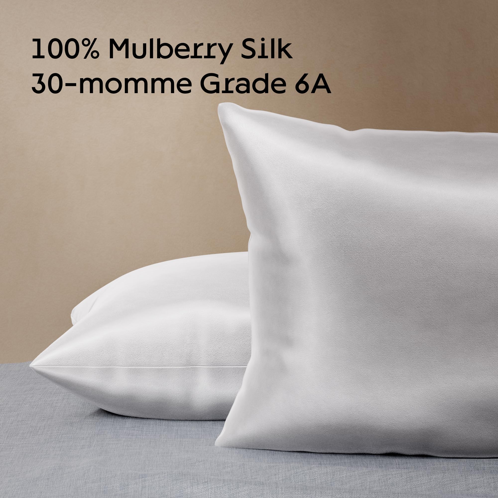 Niagara 100% Mulberry Silk Pillowcase - 30 Momme Silk Pillow case for Hair and Skin - Grade 6A Silk Pillow Cases with Zipper - Soft & Cooling Beige Silk Pillowcase Standard Size (20"x26")