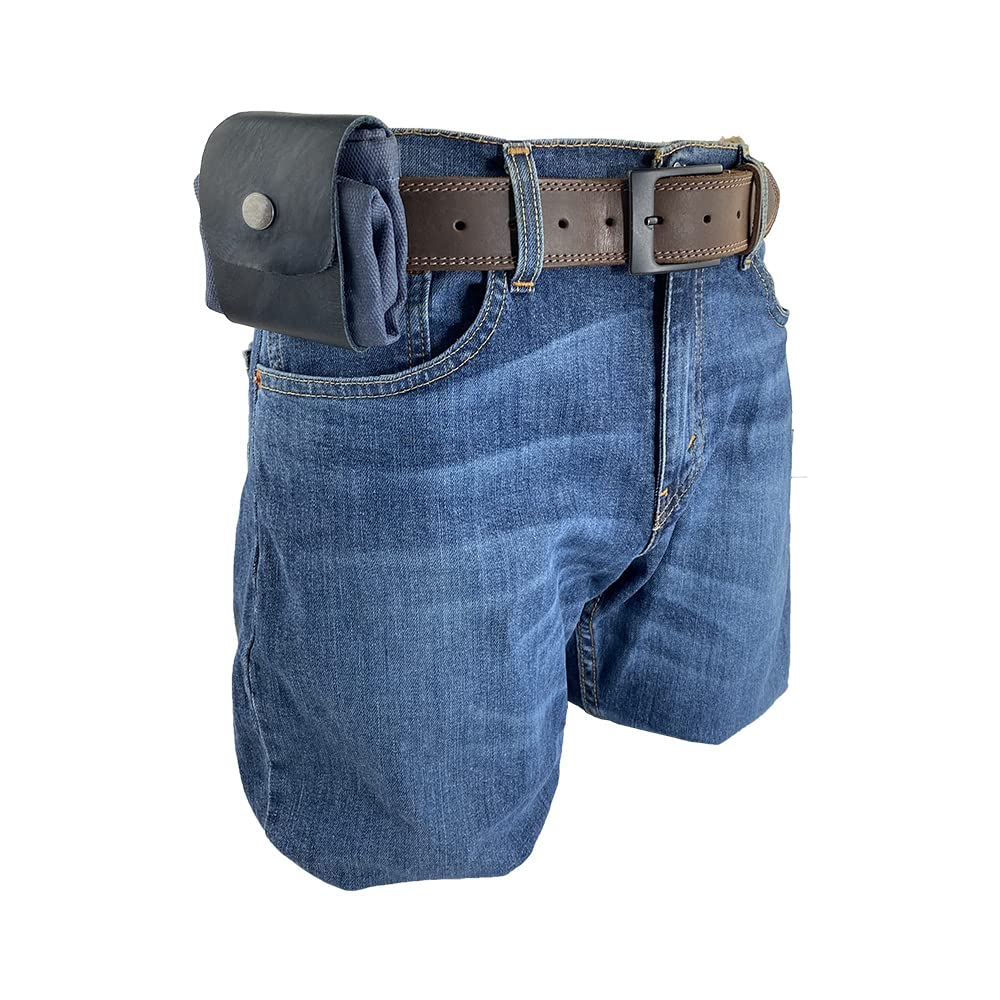 Hide & Drink, Waxed Canvas Foraging Pouch (Collapsible) for Hiking, Treasures & Seashells, Easy Looping Around Belts, Hands-Free Access, Genuine Leather, Handmade Includes 101 Year Warranty (Fatigue)