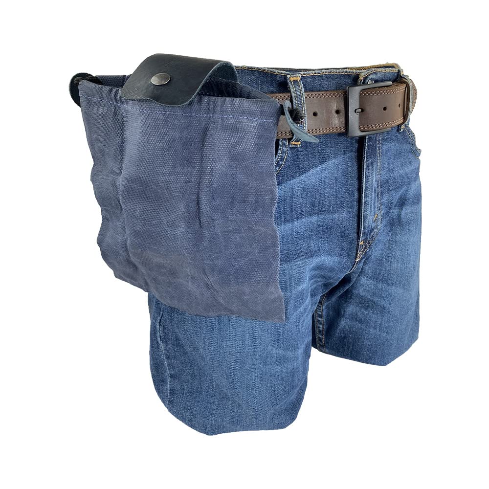 Hide & Drink, Waxed Canvas Foraging Pouch (Collapsible) for Hiking, Treasures & Seashells, Easy Looping Around Belts, Hands-Free Access, Genuine Leather, Handmade Includes 101 Year Warranty (Fatigue)