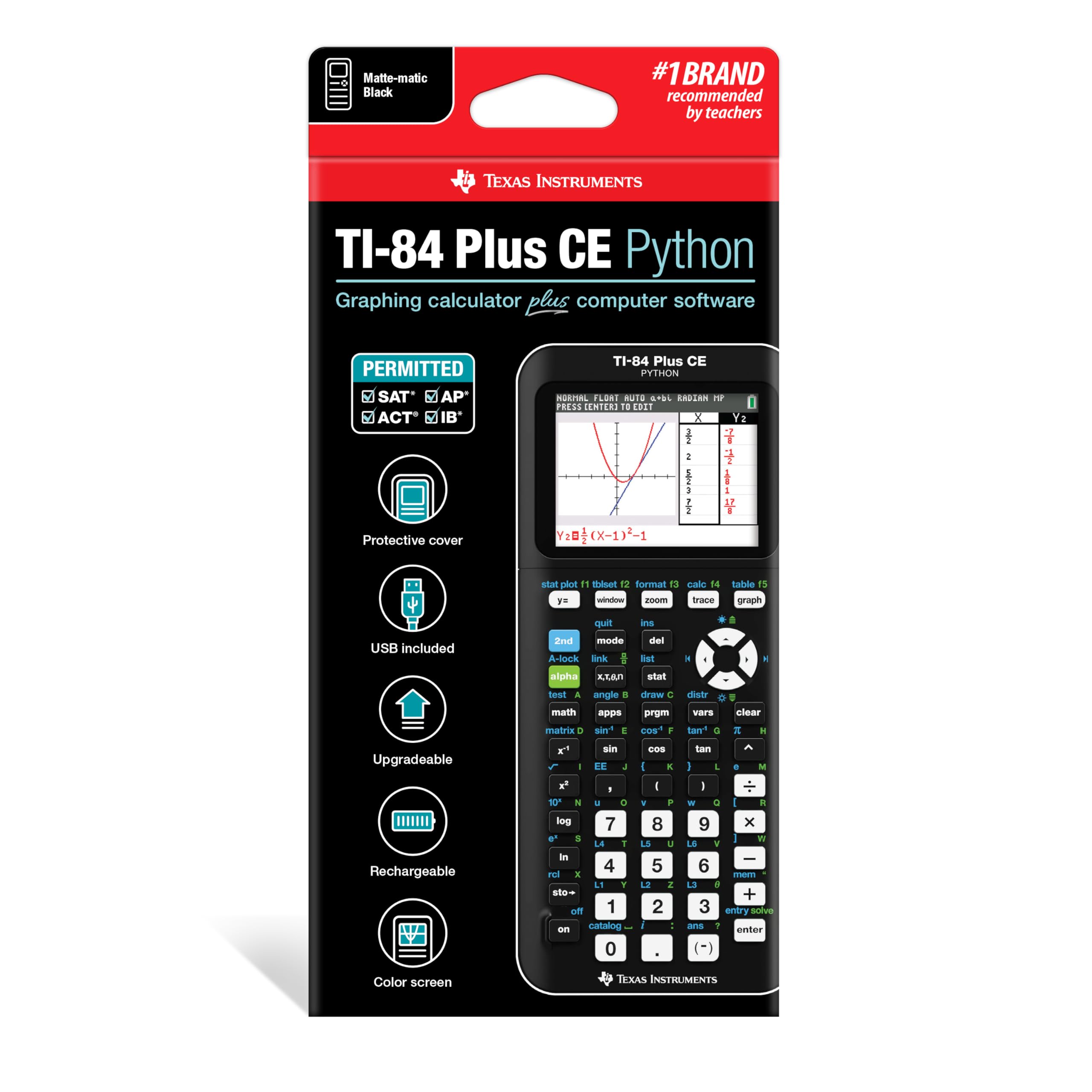 Texas Instruments TI-84 Plus CE Color Graphing Calculator, Black 7.5 Inch